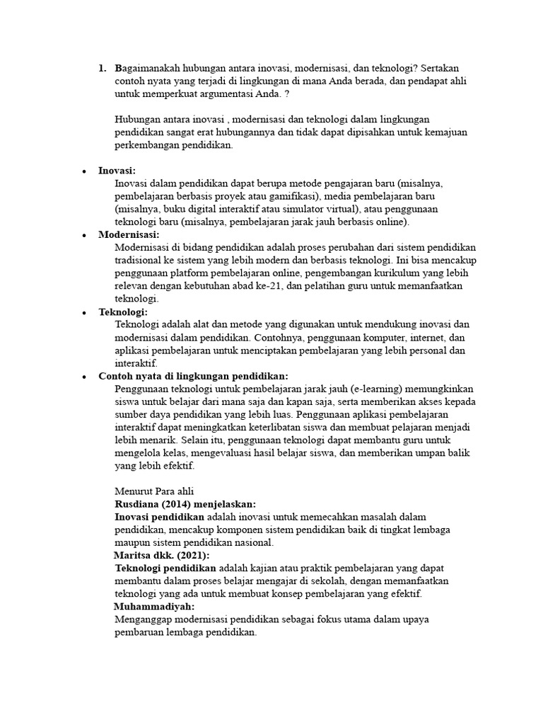 Jawaban Tugas Matku Pembaharuan Pembelajaran Di SD | PDF