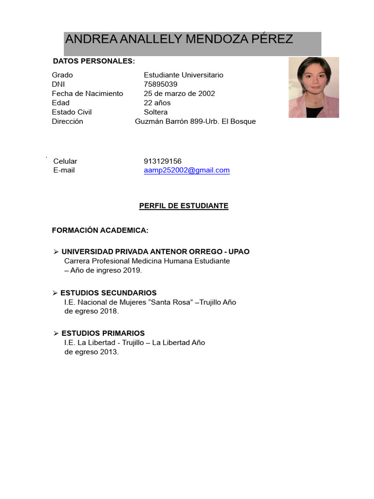 Cv-Andrea Mendoza 2024 2 | PDF