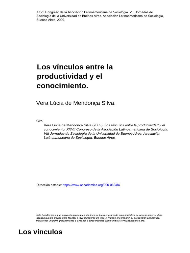 Vera Lúcia de Mendonça Silva (2009) - Los Vínculos Entre La ...