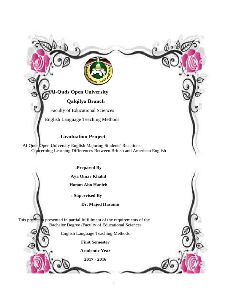 Graduation Project Al Quds Open Universi | PDF | English Language ...