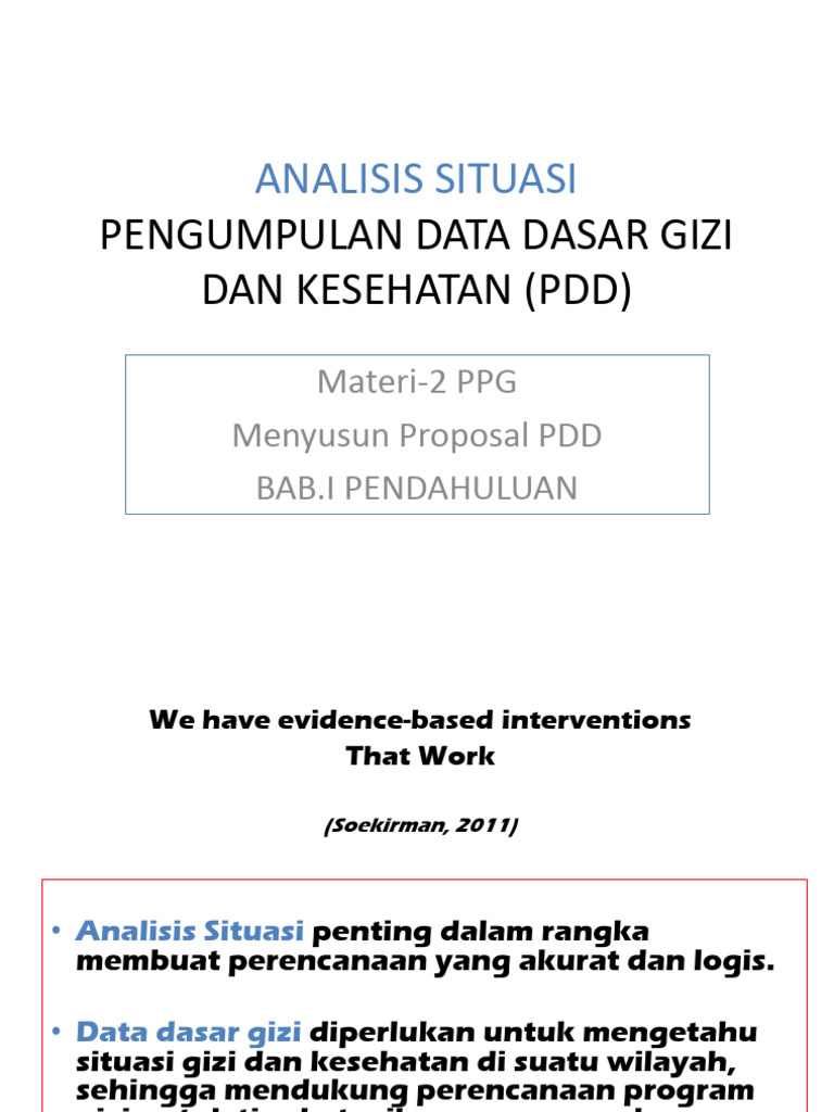 Pengumpulan Data Dasar Gizi Dan Kesehatan (PDD | PDF
