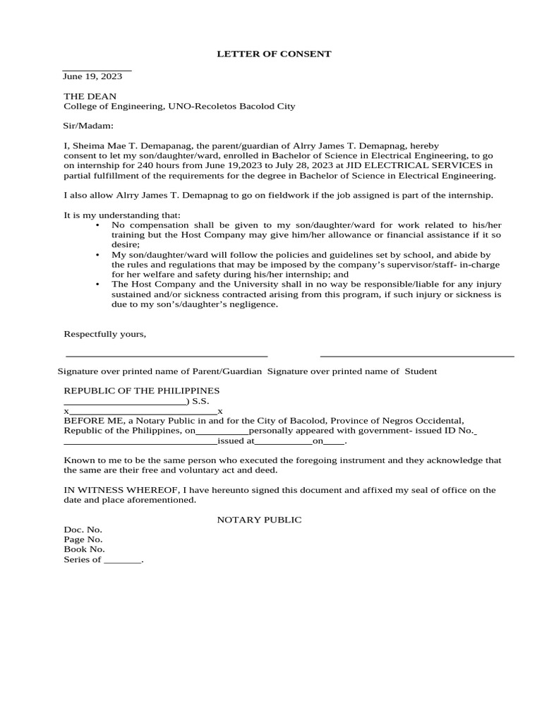 Letter of Consent | PDF