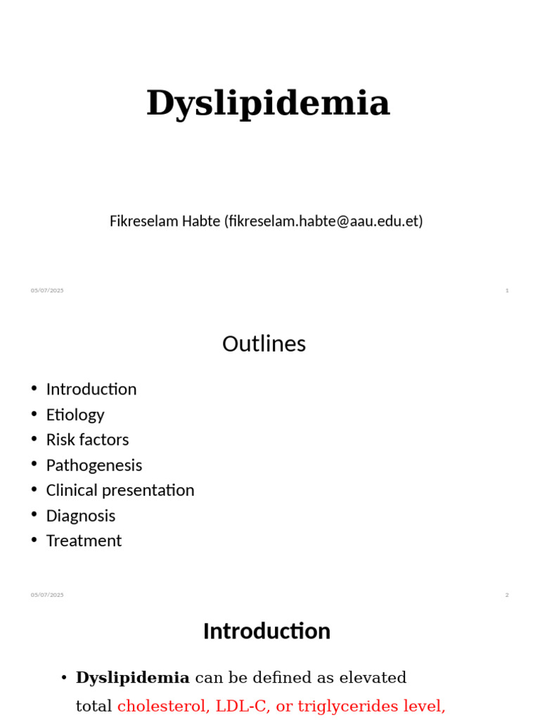 1 Dyslipidemia Management | PDF | Lipoprotein | Cholesterol
