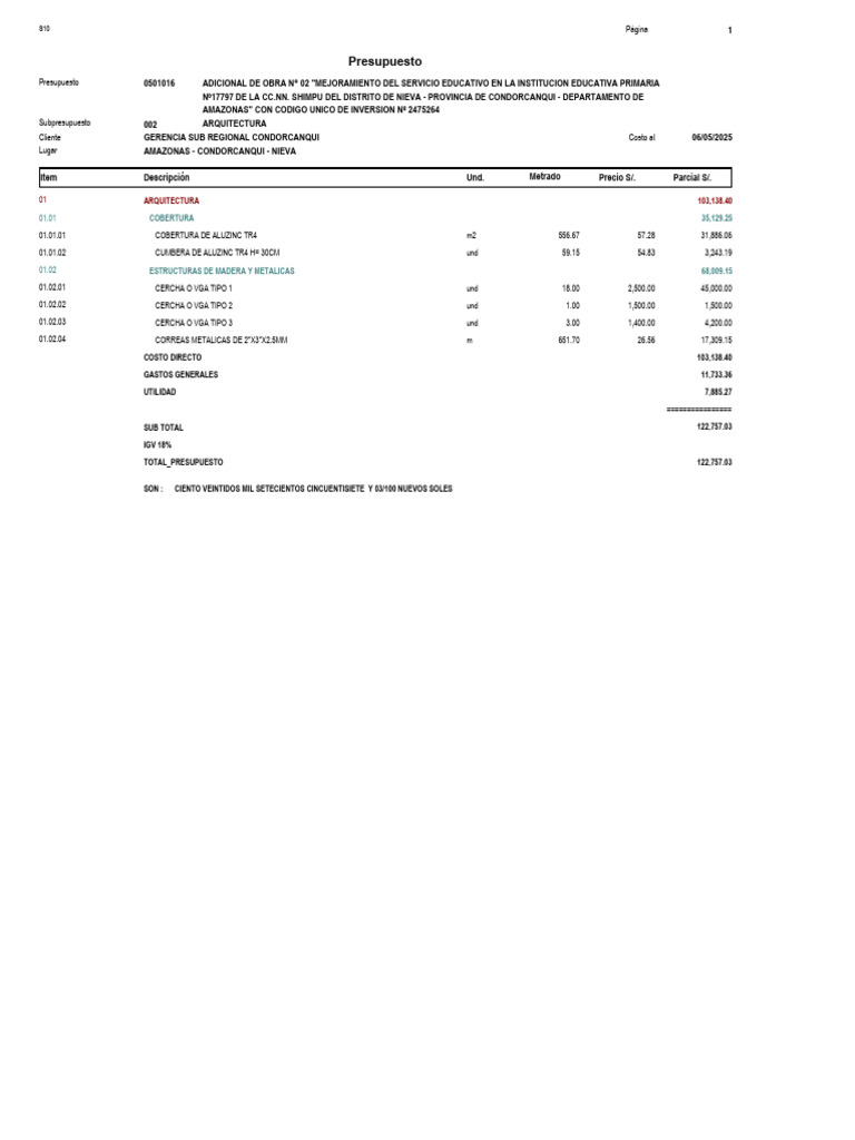 Presupuestocliente Adicional | PDF