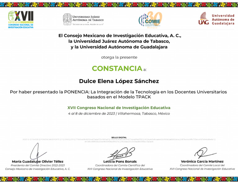 Constancia Ponencia Reporte 0163 Inscripcion 2191 2 | PDF