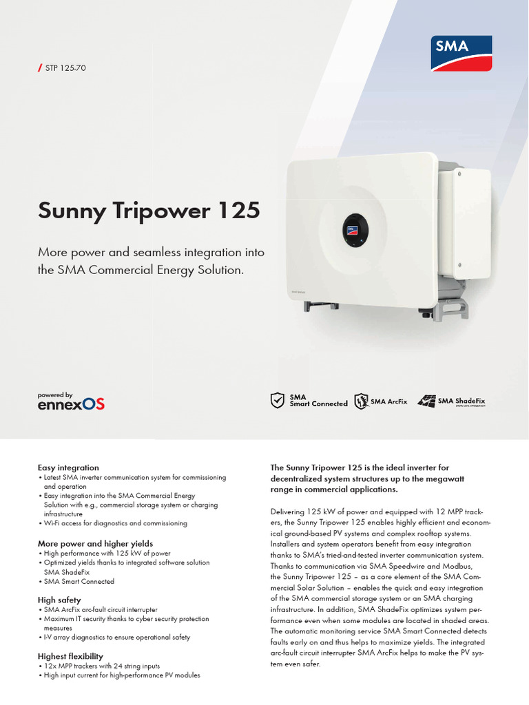 SMA Sunny Tripower 125 | PDF | Photovoltaics | Electrical Engineering