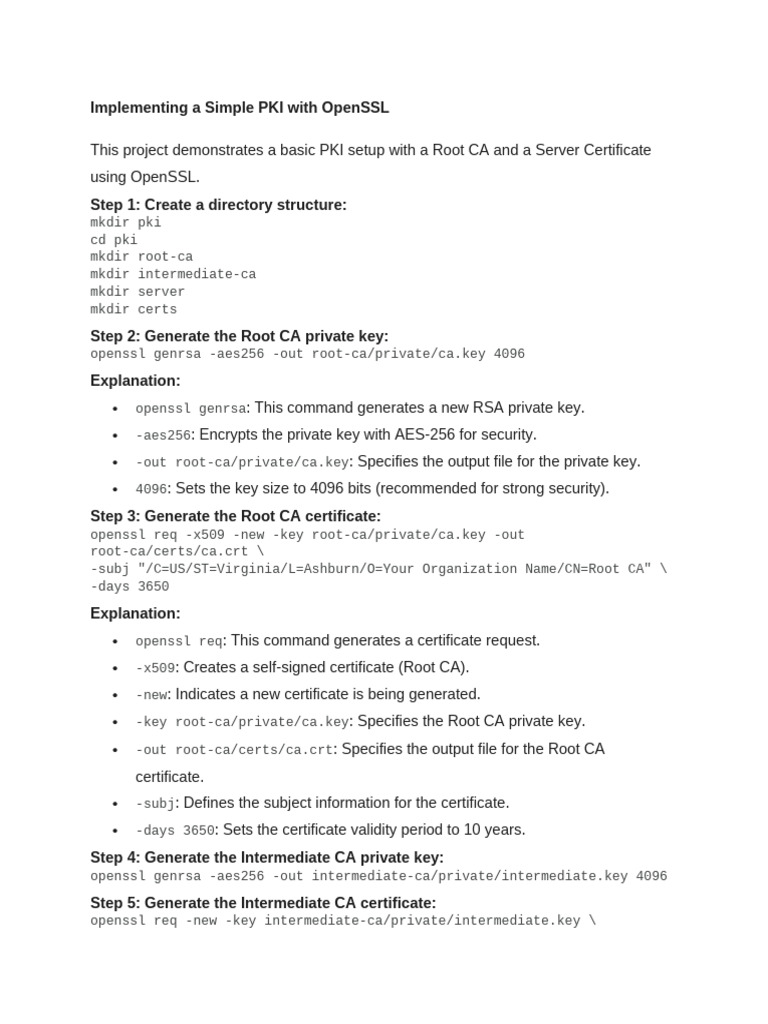 Implementing a Simple PKI with OpenSSL | PDF | Public Key Certificate | Public Key Cryptography