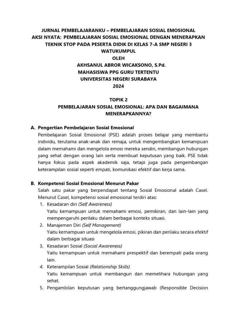 01 Jurnal Pembelajaran 2 (Modul PSE) Teknik STOP | PDF