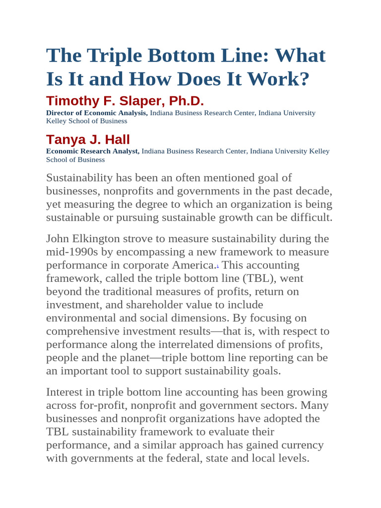 Understanding the Triple Bottom Line | PDF | Sustainability | Economies