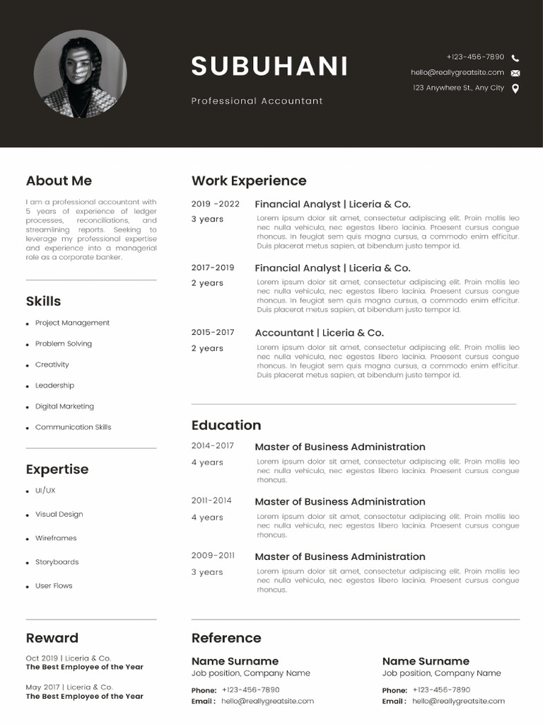 Black White Minimalist CV Resume | PDF
