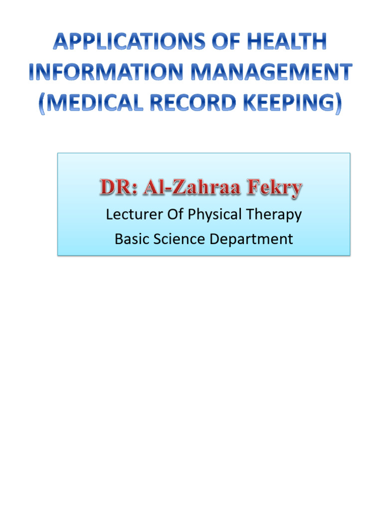 documentation 5th lec | PDF | Electronic Health Record | Medical Record