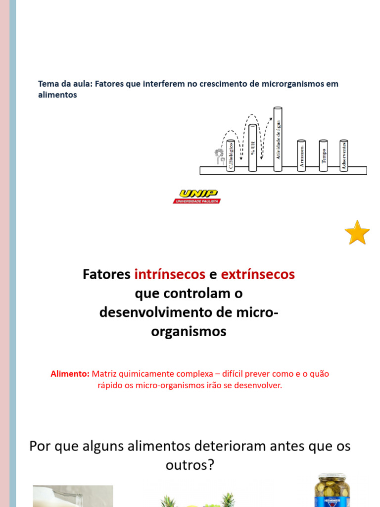 Fatores Intrínsecos e Extrínsecos | PDF | Microrganismo | Bactérias