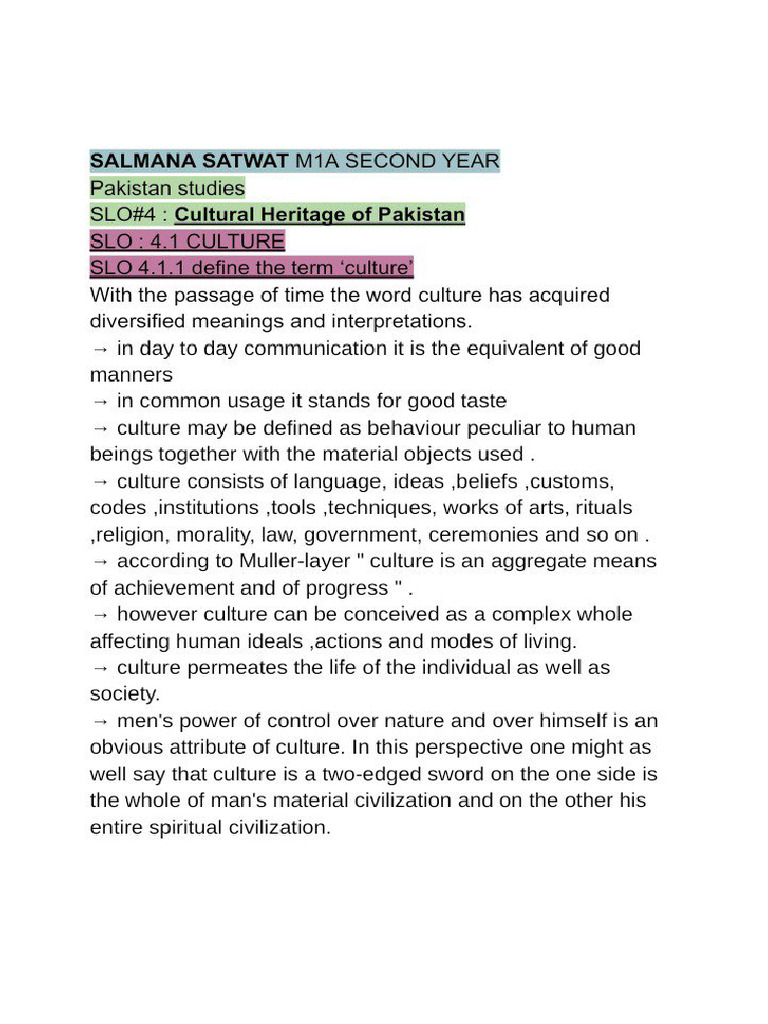 Pakistan Studies Chapter 4 Note (First Half) | PDF