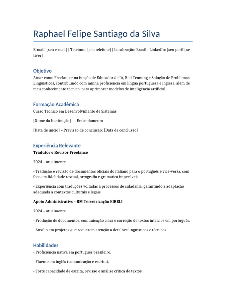 Curriculo Raphael Felipe Santiago Da Silva | PDF