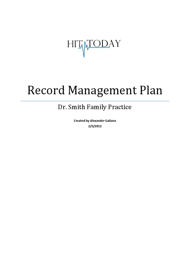 Record Management Plan: Dr. Smith Family Practice | PDF | Electronic ...