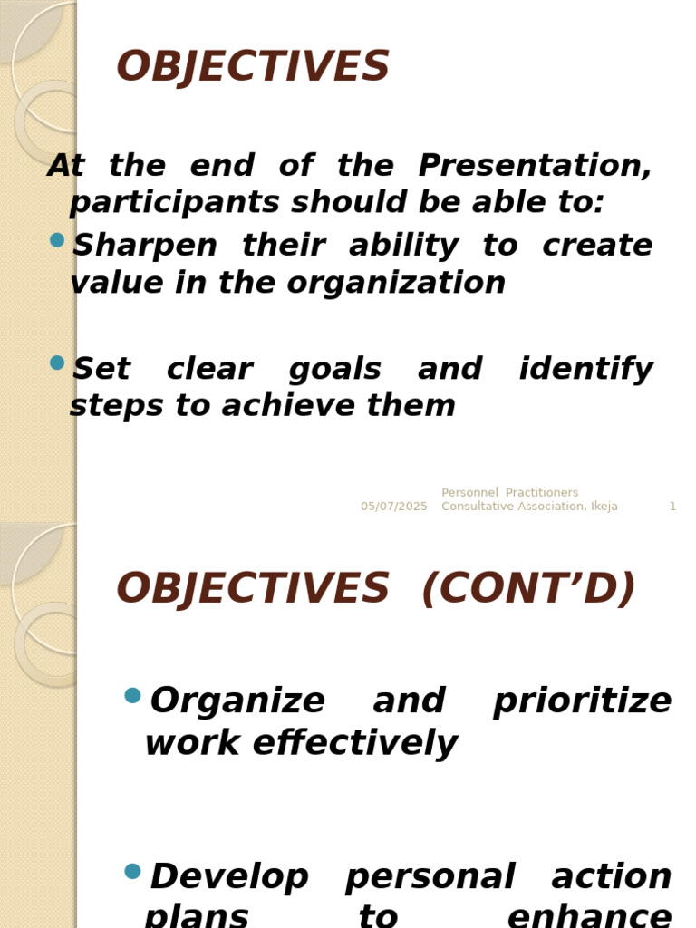 IMPROVING PERSONAL EFFECTIVENESS at WORKPLACE | PDF | Personal ...
