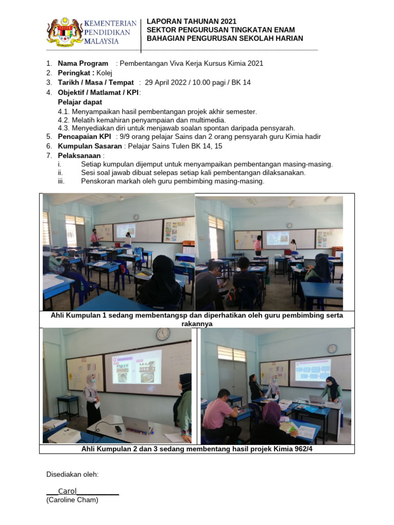 16 Laporan Pembentangan Kimia 2021 | PDF