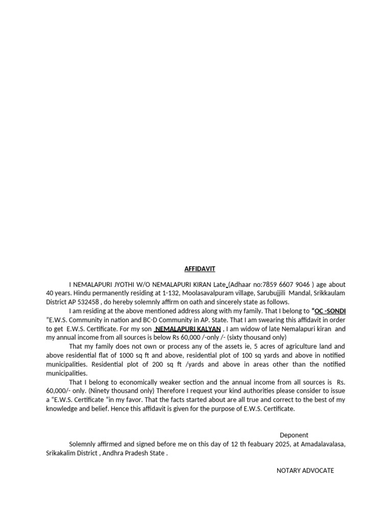 Affidavit EWS Ap1 OC SONDI | PDF