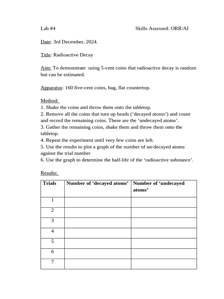 Lab 5 Radioactive Decay | PDF