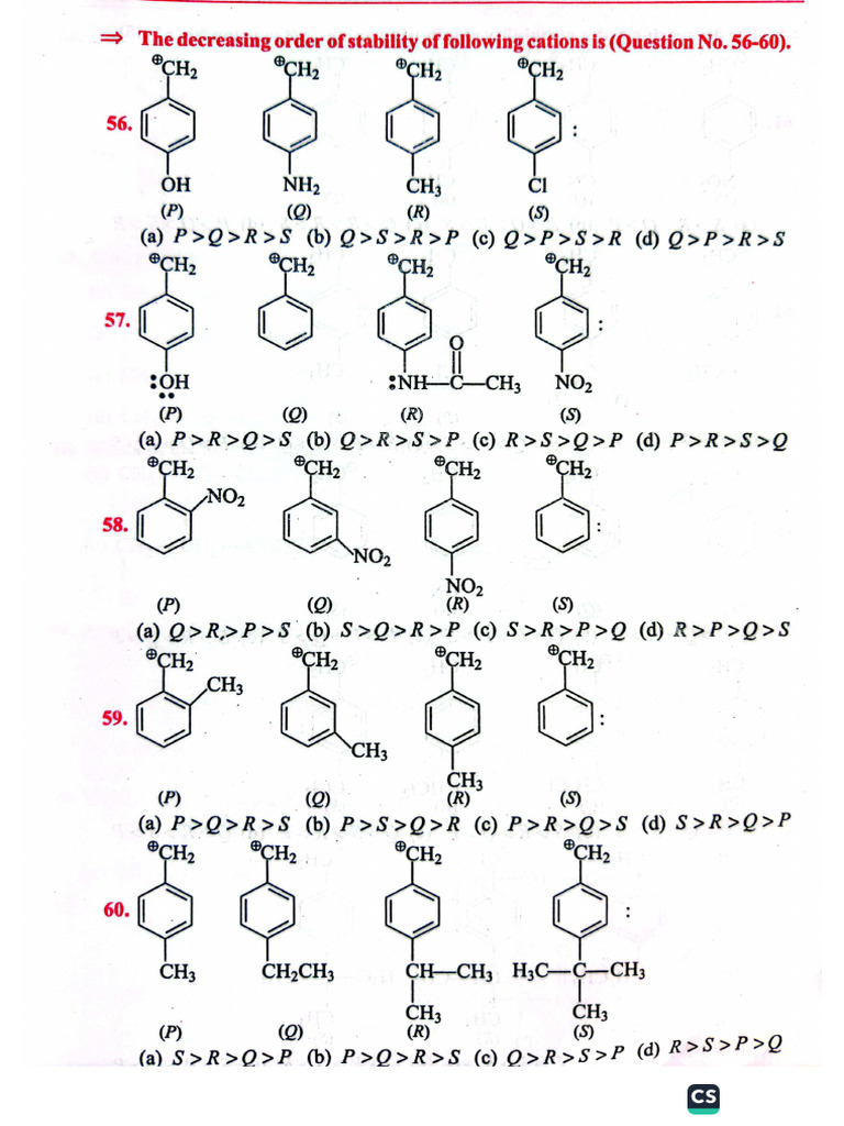 Assignment - 4 (Stability of Carbocation and Carbanion) - GOC | PDF