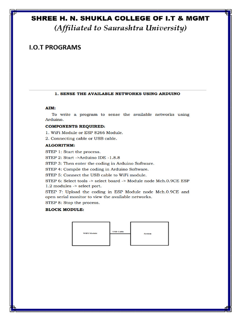IOT PRACTICAL PROGRAMS | PDF