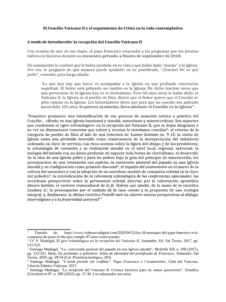 Concilio Vaticano II y Vida Contemplativa | PDF | Cristo (título ...