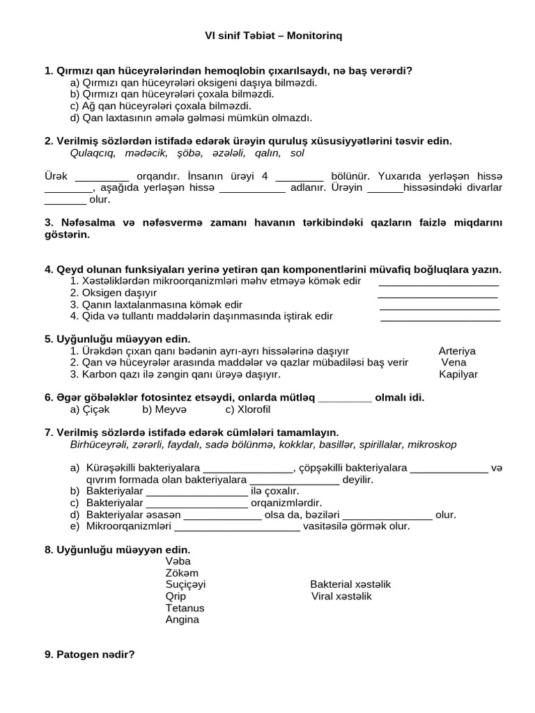 Təbiət - Monitorinq - 6-Cı Sinif | PDF