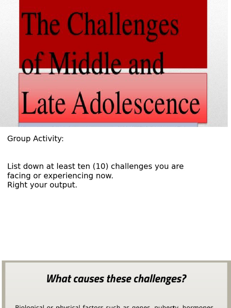 Lesson 2 Challenges of Middle Ages and Late Adolescence | PDF
