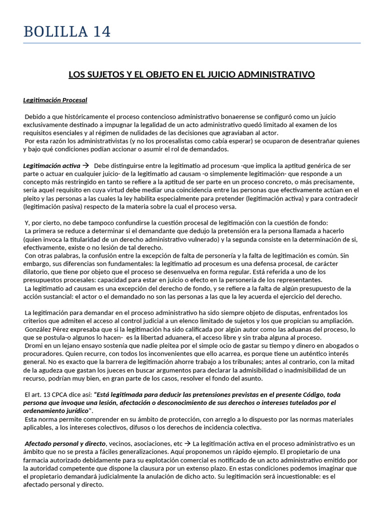 Bolilla 14 Admi 2 | PDF | Ley procesal | Demanda judicial