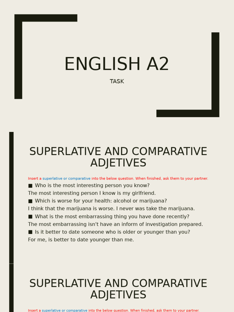 English A2 Comparative and Superlative Adjectives | PDF | Adjective