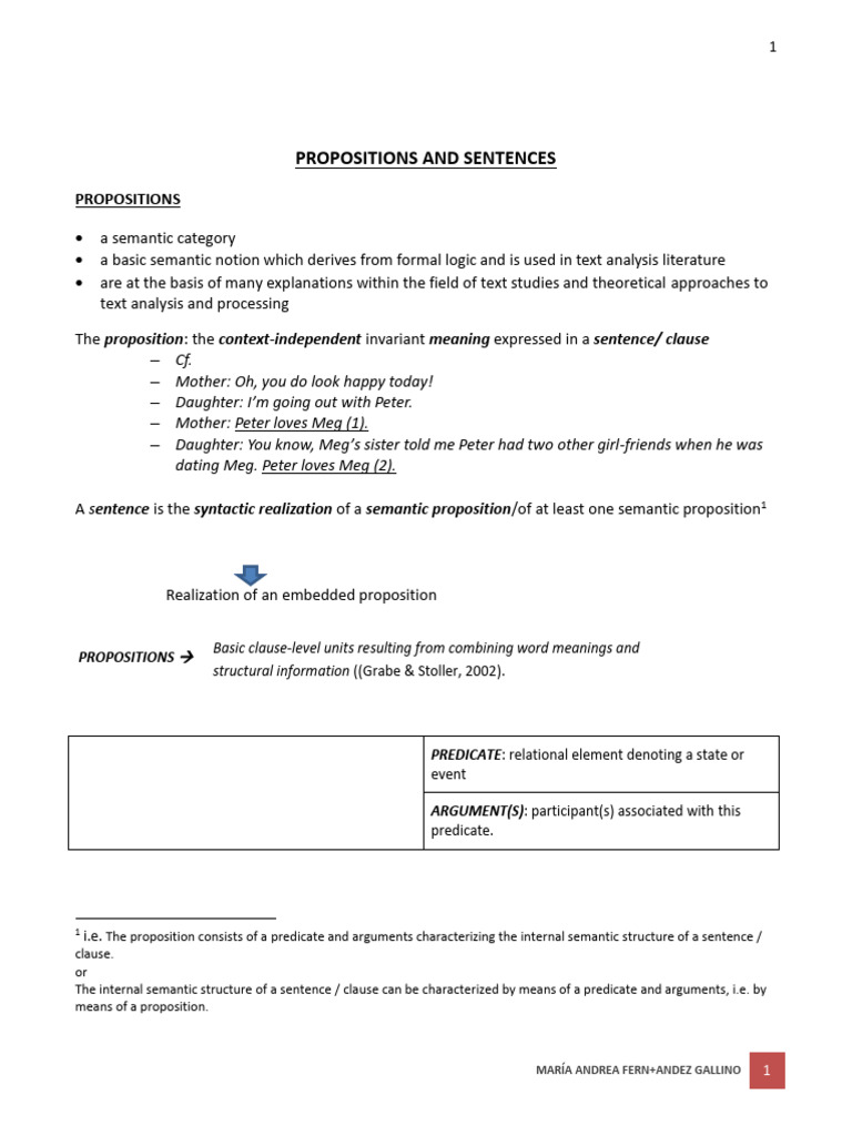 Propositions and Sentences | PDF | Predicate (Grammar) | Semantics