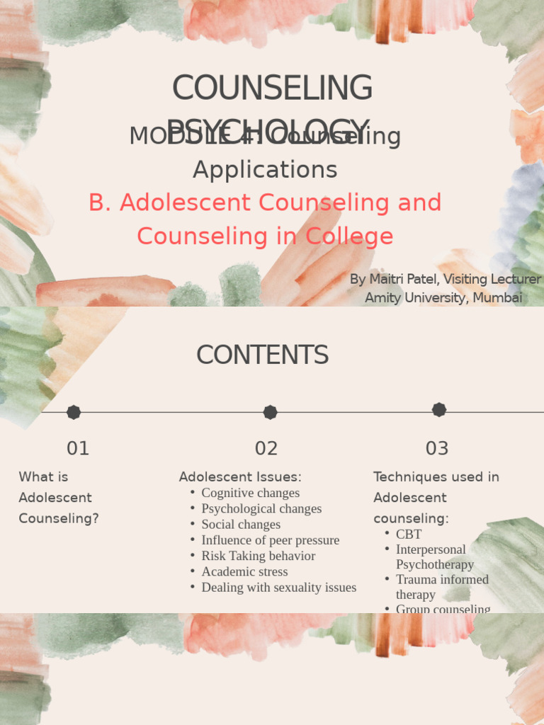 Adolescent Counseling Techniques and Issues | PDF | Adolescence ...