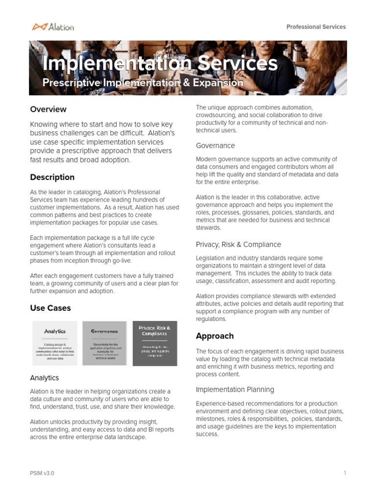 Alation Implementation Services Datasheet | PDF | Metadata | Data
