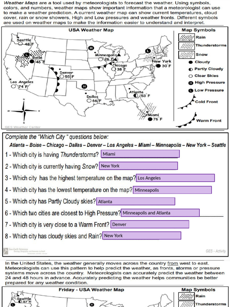 (Map Practice) Weather Map Practice | PDF