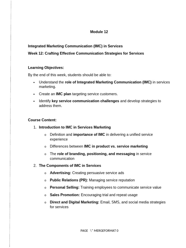 IMC Strategies for Service Marketing | PDF | Marketing Communications ...
