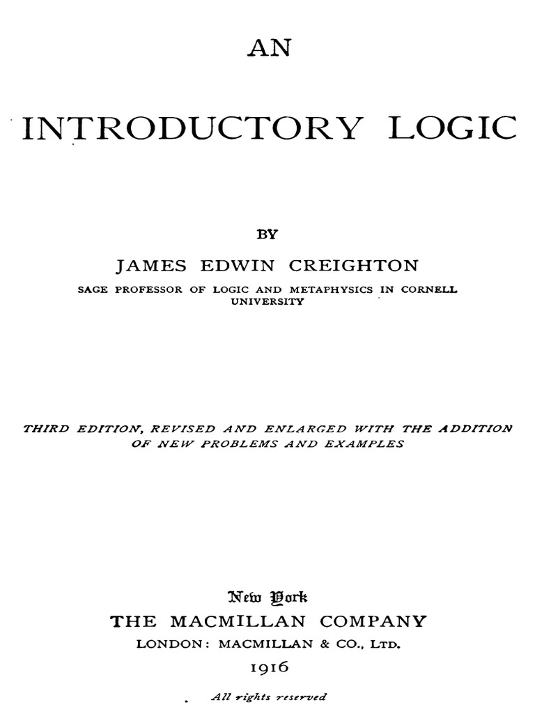 An Introductory Logic | PDF