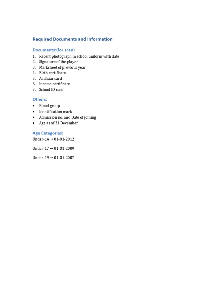 Required Documents and Information | PDF