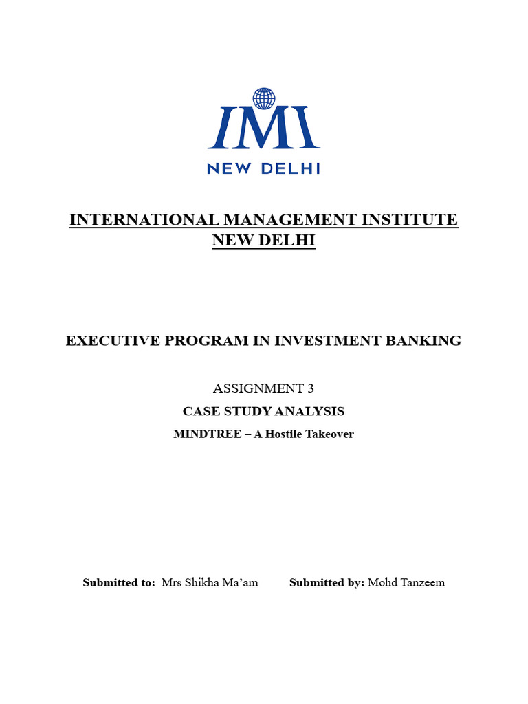 L&T Mindtree Case Study | PDF | Mergers And Acquisitions | Takeover
