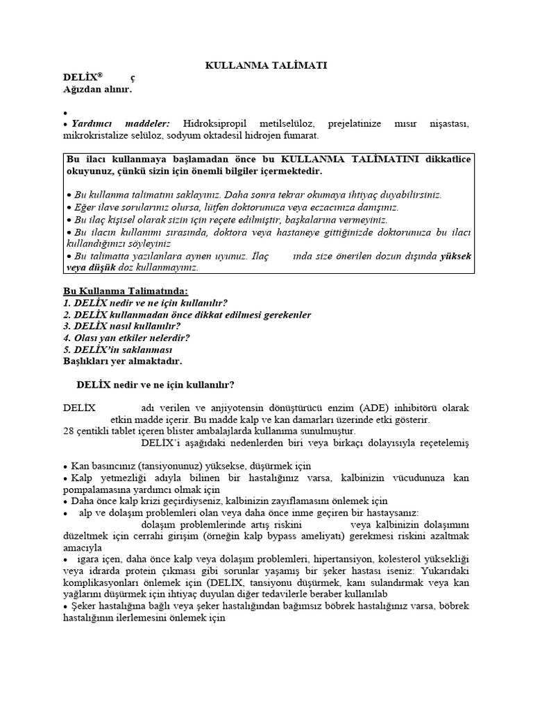 Delix 5 MG Centikli Tablet 18-02-2016 KT | PDF