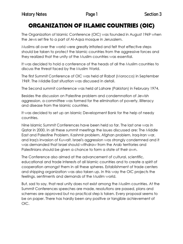 OIC Notes and Solved Past Papers 2023-24 | PDF | Organisation Of ...