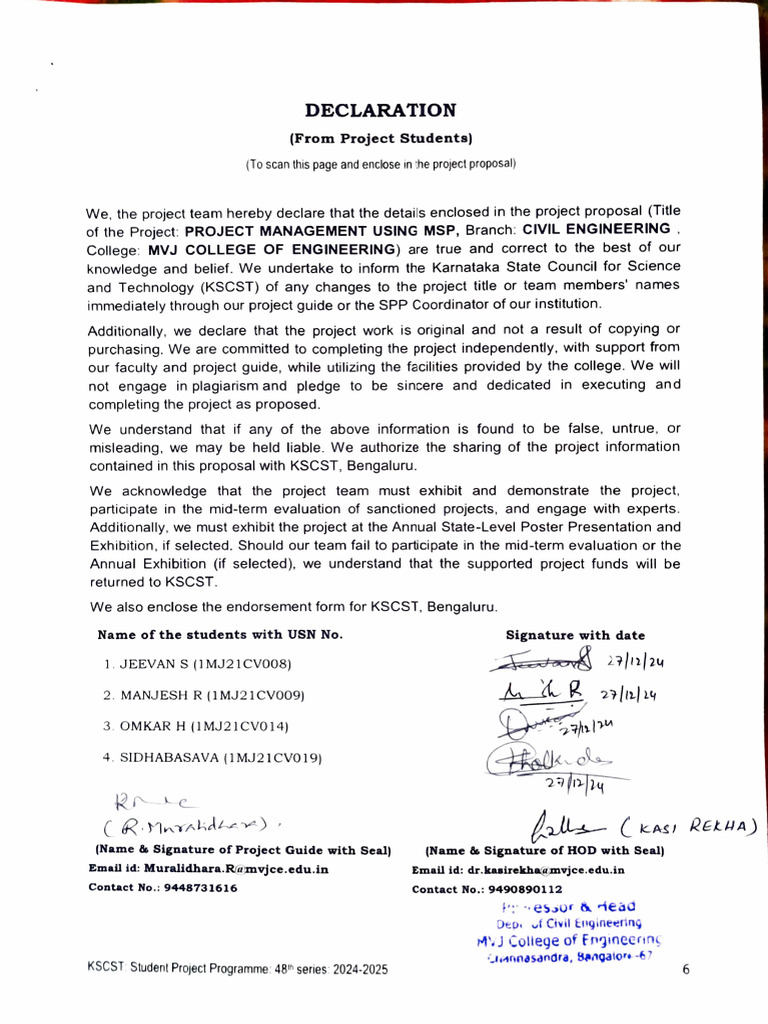 02 Project Management Using MSP Declaration Endorsement | PDF | Cognition