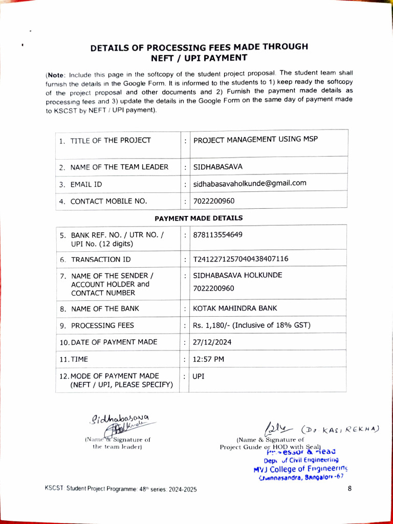 03 Project Management Using MSP Processing Fee | PDF | Financial ...