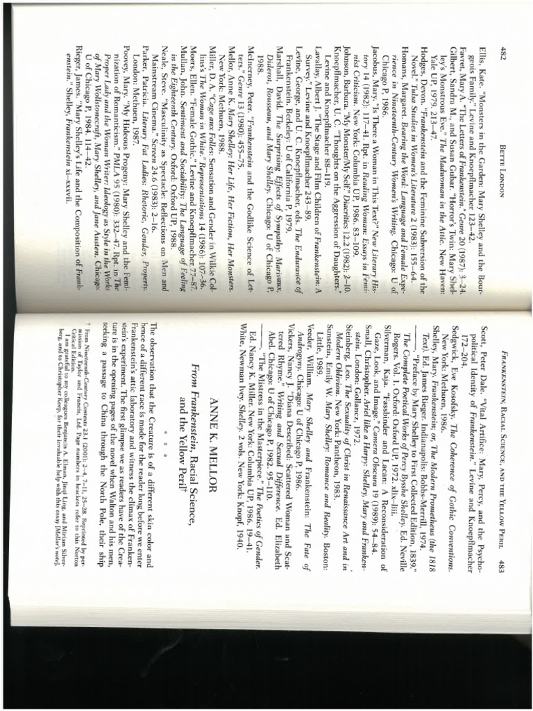 Mellor, Frankenstein, Racial Science, and The Yellow Peril | PDF