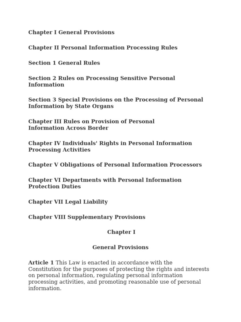 Chapter I General Provisions | PDF | Legal Liability | Information
