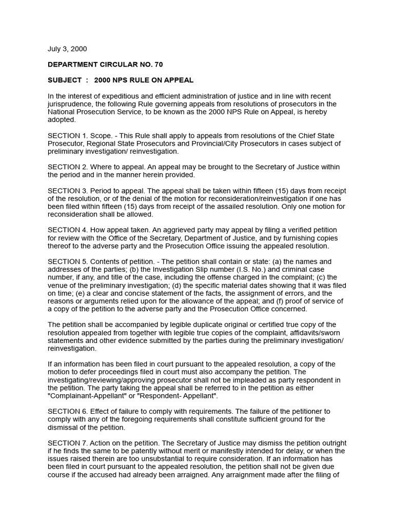 DoJ Rules On Appeal | PDF | Prosecutor | Appeal