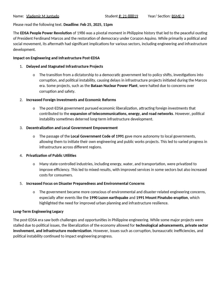 EDSA PPR and The Aftermath of Engineering | PDF | Infrastructure ...