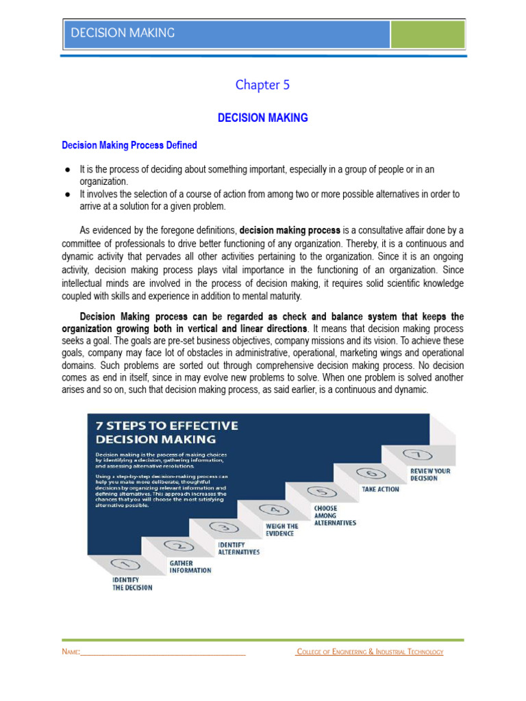 Understanding the Decision-Making Process | PDF | Decision Making ...