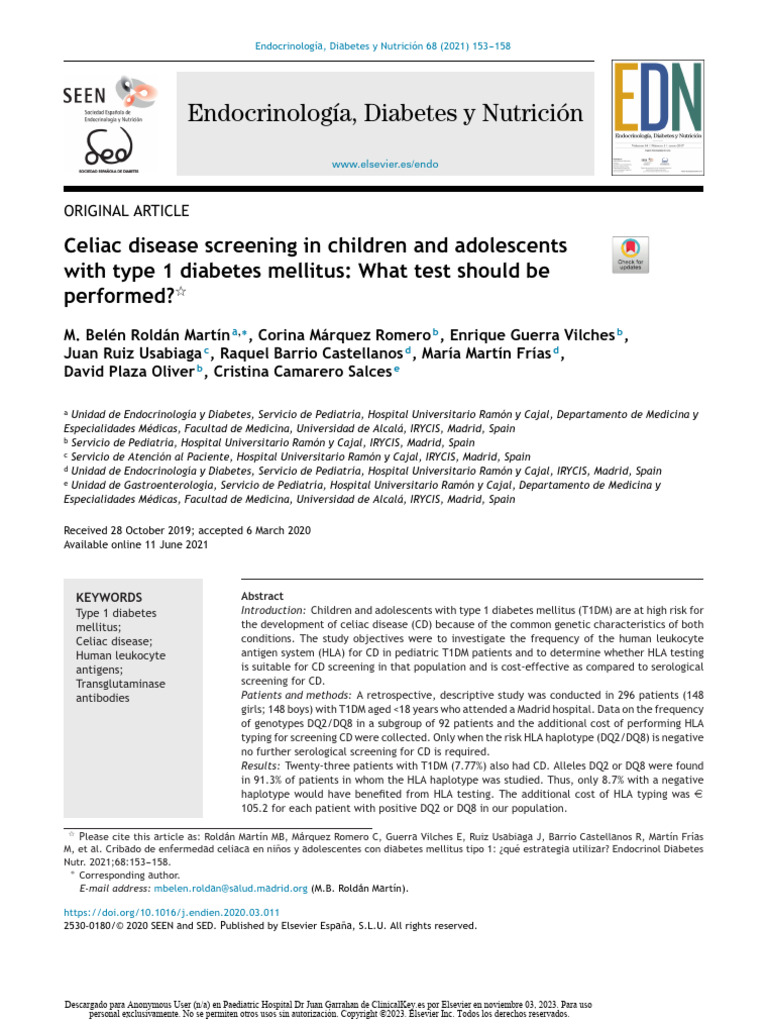 Celiac Disease Screening in Children and Adolescents With Type 1 ...