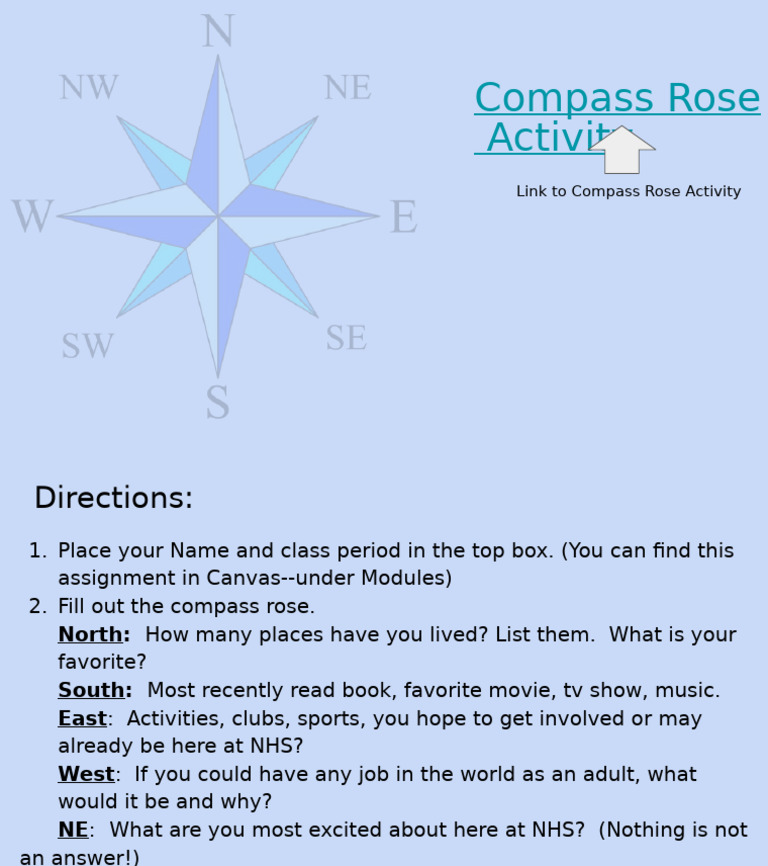 Compass Rose Activity | PDF