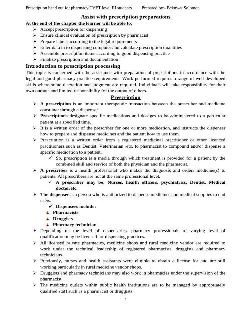 Prescription Processing | PDF | Medical Prescription | Pharmacy